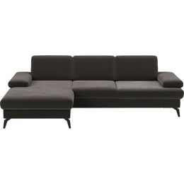 Sit & More sit&more Ecksofa &raquo;Morris L-Form, inkl. Sitztiefenverstellung&laquo; wahlweise mit Armteilverstellung, Schlaffunktion & Bettkasten grau 100% Polyester B/H/T: