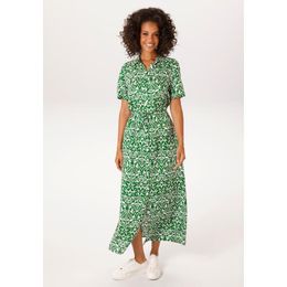 Aniston Casual Damen Aniston CASUAL Sommerkleid Eingrifftaschen mit Ornamenten und grafischen Blumen bedruckt gr&uuml;n 42, N-Gr