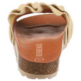 VERBENAS Damen Pantolette "Rocio Roda", Gr. 35hellgelb, Veloursleder, unifarben, Schuhe, Sommerschuh, Flat mit geschwungenen Laschenstoff