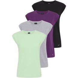 Laura Scott Damen T-Shirt 4-er Pack, in modernen Farben bunt 46