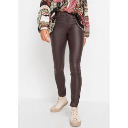 bonprix Damen bonprix Stretch-Hose mit Lederoptik, Slim Fit Passform, mit Push-up Effekt 50, N-Gr