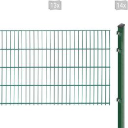 Arvotec Doppelstabmattenzaun &raquo;EXCLUSIVE 83 zum Einbetonieren&laquo; Zaunh&ouml;he 83 cm, Zaunl&auml;nge 2 - 60 m gr&uuml;n Kunststoff, Stahl H/L: 83cm x 26m, Pfosten: 14 Stk.