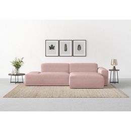 Trendmanufaktur Ecksofa &raquo;Braga, mit hochwertigem Kaltschaum, L-Form, in Cord erh&auml;ltlich&laquo; modernes Sofa, hoher Sitzkomfort, im modernem flieder-altrosa