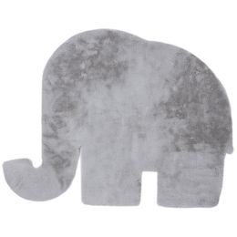 Kayoom Kinderteppich &raquo;Lille 864&laquo; Motivform 15 mm H&ouml;he Kurzflor, Rabitt, weich kuschelig, Elefant Kontur grau Polyester B : 99cm 1 Stk., 15mm, L: 76cm