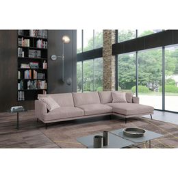 Egoitaliano Ecksofa &raquo;Sophia, Designsofa mit extrakomfortablem Sitzkomfort, Breite 274cm&laquo; mit Daunenfederung, L-Form grau Luxus-Micofaser Lederoptik (100% 