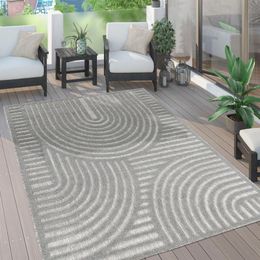 Paco Home Teppich &raquo;Livorno 674&laquo; rechteckig 14 mm H&ouml;he Uni Farben, moderner Hoch-Tief-Effekt, Scandi-Look, Outdoor geeignet grau Polypropylen (PP) B : 200cm 1 
