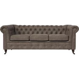 Home Affaire Chesterfield-Sofa &raquo;Aarburg&laquo; aufw&auml;ndige Knopfheftung und Ziern&auml;gel im Chesterfield-Design grau 100% Polyester B/H/T: 203cm x 77cm x 87cm, 