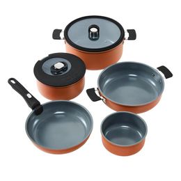 RESTO Kitchenware Topf-Set &raquo;SAVE & STOCK Multifunktionales Stapelbares Set im Geschenkkarton&laquo; Set, 1x So&szlig;entopf, 2x Kochtopf, 2x Bratpfanne, 1x Griff,