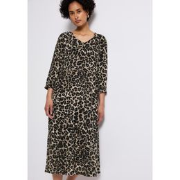 Street One Damen Street One Midikleid Ohne Taschen mit grafischem Muster und 3/4 -Arm schwarz 36, N-Gr