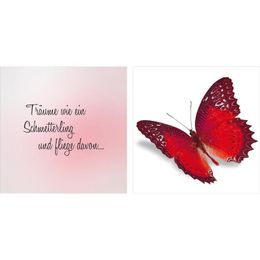 queence Leinwandbild &raquo;flieg davon&laquo; Kunst Modern Schmetterlinge Schriftzug Schriftz&uuml;ge Spa Spa Bilder Spr&uuml;che Spr&uuml;che & Texte Tiere Set, Premium-