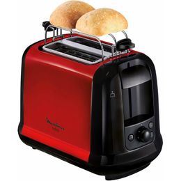 Moulinex Toaster &raquo;LT261D Subito&laquo; 2 kurze Schlitze f&uuml;r 2 Scheiben 850 W Anhebevorrichtung, 7 Br&auml;unungsstufen, Kr&uuml;melschublade rot Einheitsgr&ouml;&szlig;e Toaster