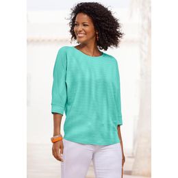 Vivance Damen 3/4-Arm-Shirt &raquo;aus b&uuml;gelfreier Cr&ecirc;pe-Qualit&auml;t&laquo; Sommerliches 3/4-Arm-Shirt blau 36/38