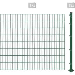 Arvotec Doppelstabmattenzaun &raquo;ESSENTIAL 163 zum Aufschrauben&laquo; Zaunh&ouml;he 163 cm, Zaunl&auml;nge 2 - 60 m gr&uuml;n Kunststoff, Stahl H/L: 163cm x 34m, Pfosten: 18 Stk.