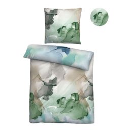 Biberna Bettw&auml;sche &raquo;0614515&laquo; 2 Stk. feiner Glanz + weicher Griff, pflegeleicht, ganzj&auml;hrig einsetzbar, RV blau Mako-Satin, Obermaterial: 100% Baumwolle B/L: 