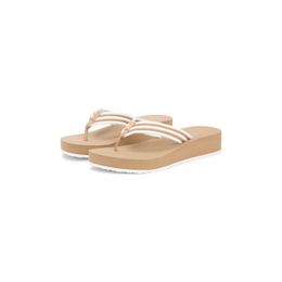 Tommy Hilfiger Damen Zehentrenner &raquo;TH STRIPE SUMMER SANDAL&laquo; Sommerschuh, Dianette, Plateauschuh mit gestreifter Bandage beige 42