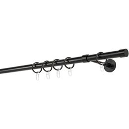 mydeco Gardinenstange &raquo;20mm Cap Wandtr&auml;ger 14 cm&laquo; 1 l&auml;ufig-l&auml;ufig Fixma&szlig; schwarz Aluminium B/L: 380cm, 1 l&auml;ufig
