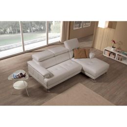 Egoitaliano Ecksofa &raquo;Soul, Design und Sitzkomfort auf hohem Niveau, tolle Details, L-Form&laquo; mit Recamiere, inkl. Kopfteilverstellung grau Leder &raquo;BULL&laquo; (echtes 