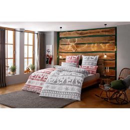 OTTO home Bettw&auml;sche &raquo;Sindbad in Gr. 135x200 oder 155x220 cm, ideal f&uuml;r Weihnachten&laquo; 2 Weihnachtsbettw&auml;sche, Winter bunt Flanell, Obermaterial: 100% 