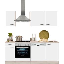 Optifit K&uuml;chenzeile &raquo;Faro&laquo; Breite 210 cm, wahlweise mit E-Ger&auml;ten, mit Arbeitsplatte wei&szlig; B/H/T: 210cm x 60cm, ohne E-Ger&auml;te