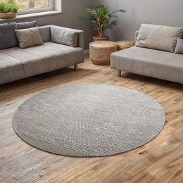 OTTO home Wollteppich &raquo;Odenne&laquo; rund 10 mm H&ouml;he handgewebter Wendeteppich, melierte Optik, reine Wolle, Wohnzimmer beige Wolle B : 100cm &Oslash; 100cm 1 Stk.