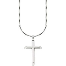 Bruno Banani Herren Kette mit Anh&auml;nger &raquo;Schmuck Geschenk Halsschmuck Halskette mit Anh&auml;nger gro&szlig;es Kreuz&laquo; silber Edelstahl, L: 70 B: 3,4mm