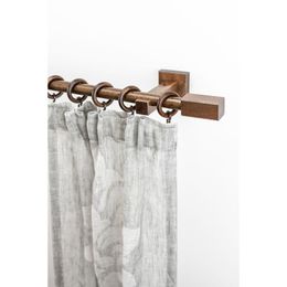 Garesa Gardinenstange &raquo;CUBUS&laquo; &Oslash; 20 mm 1 l&auml;ufig-l&auml;ufig Wunschma&szlig;l&auml;nge Vorhanggarnitur, verl&auml;ngerbar, Endknopf eckig, mit Ringe braun Holzwerkstoff B/L: