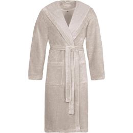 Vossen Unisex-Bademantel &raquo;Lynn&laquo; 1 Stk. f&uuml;r Damen & Herren, mit Kapuze, aus Microfaser grau Microfaser-Webfrottier XS L: 120cm