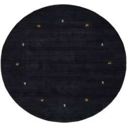CarpetFine Wollteppich &raquo;Gabbeh Uni, auch als L&auml;ufer und Rund erh&auml;ltlich&laquo; rund 15 mm H&ouml;he reine Wolle, handgewebt, Gabbeh Loom Tiermotiv, gro&szlig;e 