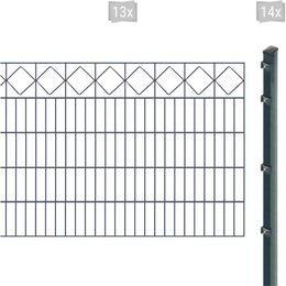 Arvotec Doppelstabmattenzaun &raquo;EXCLUSIVE 100 zum Einbetonieren "Karo" mit Zierleiste&laquo; Zaunh&ouml;he 100 cm, Zaunl&auml;nge 2 - 60 m grau Kunststoff, Stahl H/L: 100cm x 
