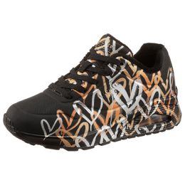Skechers Damen Sneaker &raquo;UNO - METALLIC LOVE&laquo; Freizeitschuh, Halbschuh, Schn&uuml;rschuh mit trendigen Metallic-Print schwarz 38