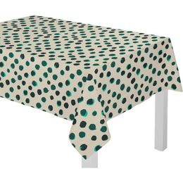 Adam Tischdecke &raquo;Dots&laquo; aus Leinen und Bio-Baumwolle gr&uuml;n Bio-Baumwolle, Leinen B/L: 190cm x 130cm, 1 Stk., rechteckig