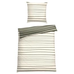 Schiesser Wendebettw&auml;sche &raquo;Wesley aus weicher Baumwolle im Streifen-Look&laquo; 2 Stk. Made in Green gr&uuml;n Renforc&eacute;, Obermaterial: 100% Baumwolle B/L: 135cm x 200cm, 1