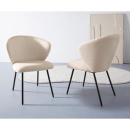 LeGer Home by Lena Gercke Esszimmerstuhl &raquo;Galilea&laquo; (Set) 2 Stk.mit elegantem Strukturstoffbezug und stabilem Metallfu&szlig; beige Polyester B/H/T: 63cm x 