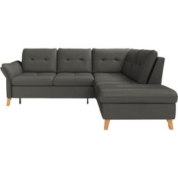 Sit & More sit&more Ecksofa &raquo;G&ouml;teborg&laquo; inkl. Sitztiefenverstellung, wahlweise mit Bettfunktion & Bettkasten grau B/H/T: 250cm x 90cm x 226cm, NaturLEDER , 