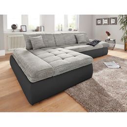 DOMO collection Ecksofa &raquo;MORIC Massiv! - Belastbar bis 140 kgxSitz, 300x172 cm, XXL-Format&laquo; L-Form, Kunstleder SOFTLUX und Struktur schwarz-wei&szlig; 