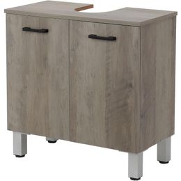 Welltime Waschbeckenunterschrank &raquo;Florenz,Breite 60cm, 2 T&uuml;r, 2 F&auml;cher, mit Siphonausschnitt, MDF-Front&laquo; in verschiedenen Farben erh&auml;ltlich, Badm&ouml;bel,