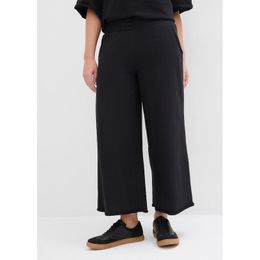 bonprix Damen bonprix Sweathose aus Baumwolle, lockere Passform, weites Bein, bequemer Bund schwarz 36/38 (S), N-Gr