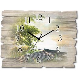 Artland Wanduhr &raquo;Angelsteg am Morgen&laquo; wahlweise mit Quarz- oder Funkuhrwerk, lautlos ohne Tickger&auml;usche gr&uuml;n B/H/T: 40cm x 30cm x 0,6cm, Quarzuhr