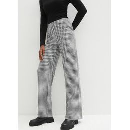 bonprix Damen bonprix Stretch-Hose Stretch-Material, mit Hahnentrittmuster, Loose Fit Passform schwarz-wei&szlig; 52/54 (XXL), N-Gr