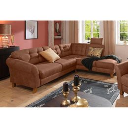 OTTO home Ecksofa &raquo;Trondheim L-Form, B: 260 cm, Federkern, Komfortsitz&laquo; optional Schlaffunktion und Stauraum, Eckcouch frei stellbar braun Struktur 