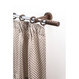 Garesa Gardinenstange &raquo;PEMPIA&laquo; &Oslash; 20 mm 1 l&auml;ufig-l&auml;ufig Wunschma&szlig;l&auml;nge Vorhanggarnitur, verl&auml;ngerbar, Knopf m.Ausschnitten, mit Ringen braun 