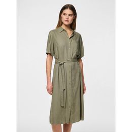 Pieces Damen Pieces Hemdblusenkleid &raquo;PCPIA 2/4 MIDI SHIRT DRESS WVN NOOS&laquo; Brusttasche mit Bindeg&uuml;rtel gr&uuml;n S, N-Gr
