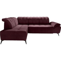 Home Affaire Ecksofa &raquo;Lazio modern und bequem, schmale Armlehnen, tolle Detailverarbeitung&laquo; rot 100% Polyester B/H/T: 272cm, Microfaser, Ottomane 