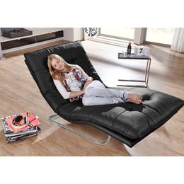 W.Schillig Relaxliege &raquo;daily dreams&laquo; in Waffelkissen-Optik, wahlweise mit Motor, Freischwingergestell schwarz Longlife Xtra-Leder Z59: Glattleder mit 