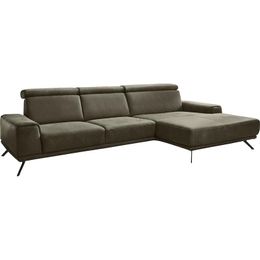 Die PlanBar Ecksofa &raquo;PN-EM22041 L-Form&laquo; wahlweise motorisches Canape oder Sitztiefenverstellung gr&uuml;n B/H/T: 335cm x 89cm x 188cm, Anilinleder Stoff, 
