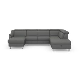 Sit & More sit&more Wohnlandschaft &raquo;Freetown U-Form&laquo; Kopfteilverstellung und Federkern, wahlweise mit Schlaffunktion grau B/H/T: 315cm x 84cm x 216cm, Luxus-