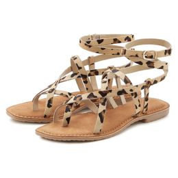 French Connection Damen Sandale &raquo;Sandalette, Sommerschuhe, offener Schuh, Ledersandale&laquo; NEU aus hochwertigem Leder in modischem Leo-Look bunt 37