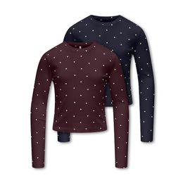 Kids Only M&auml;dchen KIDS Only Langarmshirt &raquo;KOGBELLA SHORT AOP L/S TOP JRS 2-PACK&laquo; Packung, 2 braun 158/164