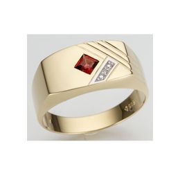 Firetti Herren Diamantring &raquo;Schmuck Geschenk Gold 585&laquo; mit Granat - mit Brillant gold 20, 0,01 P2 = erkennbare Einschl&uuml;sse, Diamanten Gelbgold 585, 
