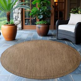 Ayyildiz Teppiche Outdoorteppich &raquo;GIZA 1410, auch als L&auml;ufer und Rund&laquo; rund 3 mm H&ouml;he L&auml;ufer, In- und Outdoor, Wetterfest, Wasserabweisend, robust braun Polypropylen &Oslash; 